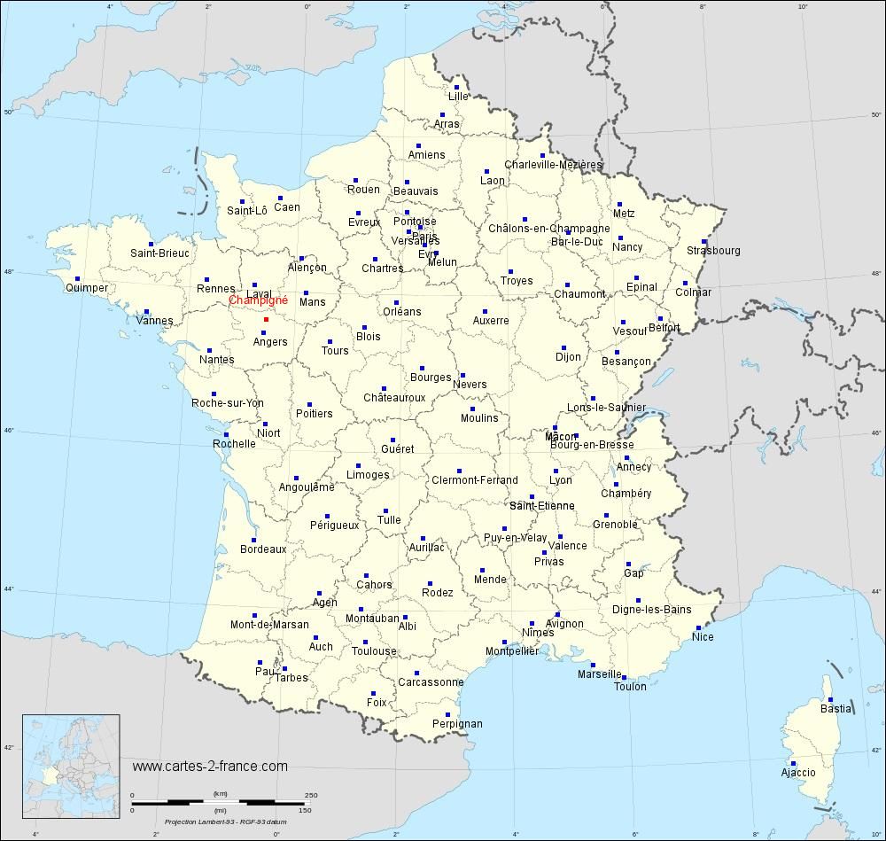 Carte de Champigné